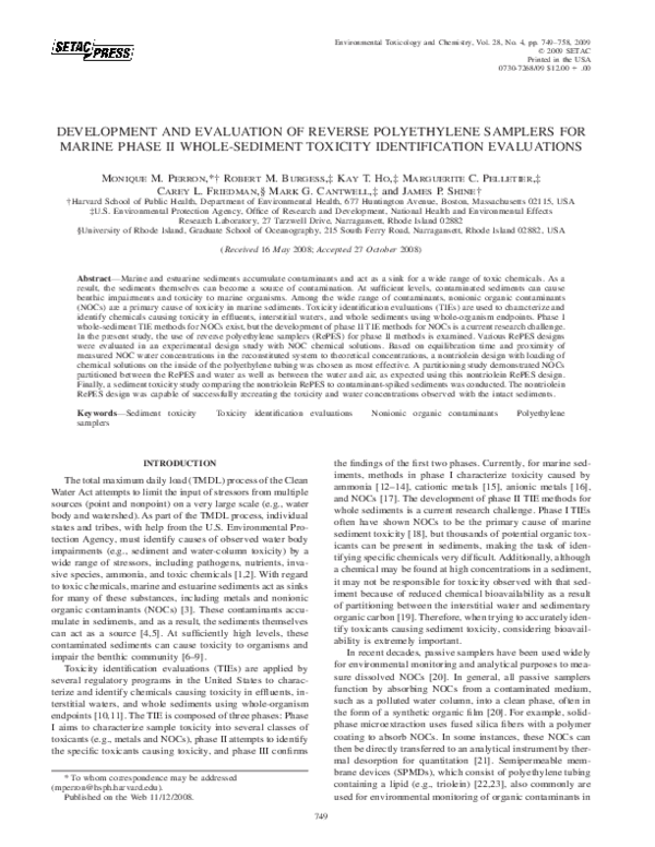 (PDF) DEVELOPMENT AND EVALUATION OF REVERSE POLYETHYLENE SAMPLERS FOR ...