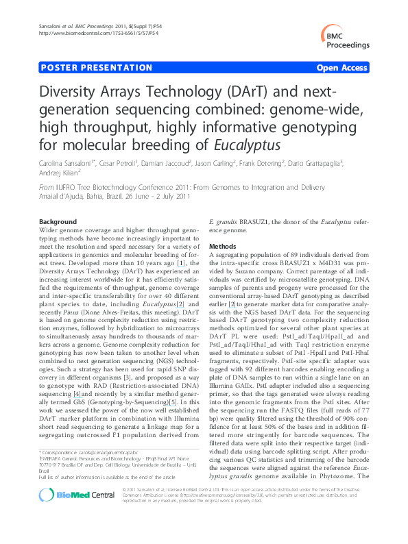 (PDF) Diversity Arrays Technology (DArT) and next-generation sequencing ...