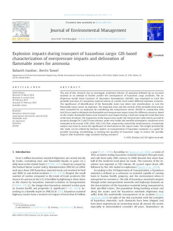 (PDF) Explosion impacts during transport of hazardous cargo: GIS-based ...