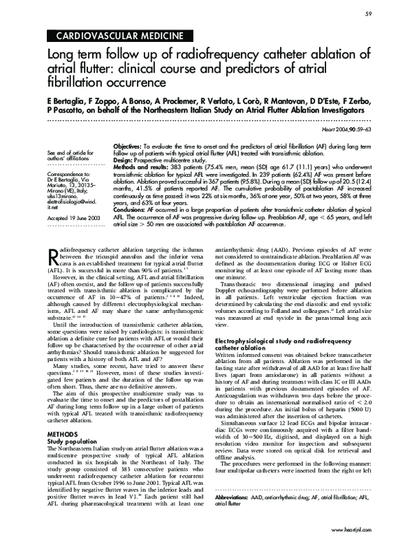 Long term follow up of radiofrequency catheter ablation of atrial ...