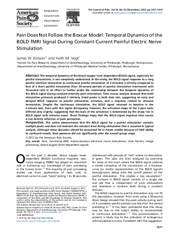 (PDF) Pain Does Not Follow the Boxcar Model: Temporal Dynamics of the ...