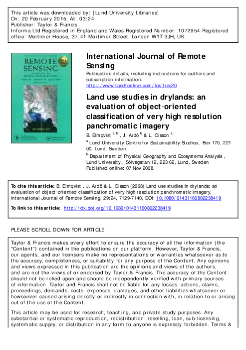 (PDF) Land use studies in drylands: an evaluation of object‐oriented classification of very high ...