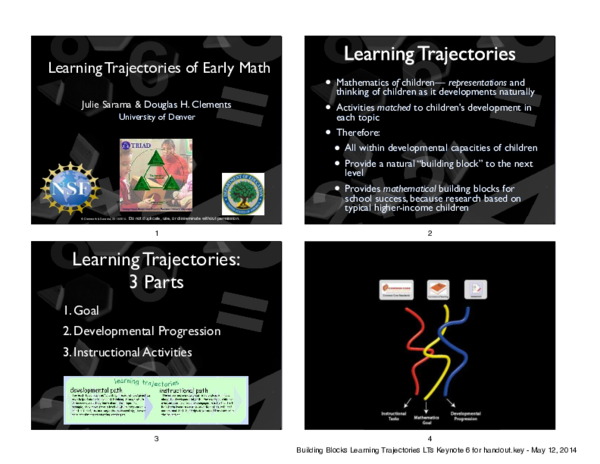 (PDF) Learning Trajectories of Early Math Learning Trajectories