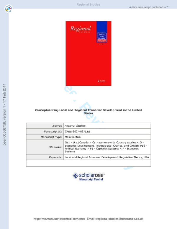 (PDF) Editorial: Conceptualizing Local and Regional Economic ...