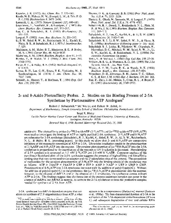 (PDF) 2- and 8-Azido photoaffinity probes. 2. Studies on the binding ...
