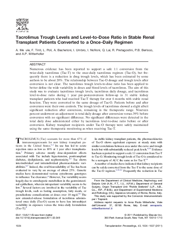 (PDF) Effectiveness and safety of the conversion to MeltDose® extended ...