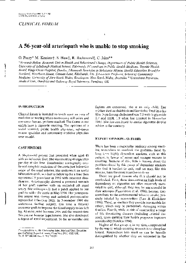 (PDF) A 56-year-old arteriopath who is unable to stop smoking