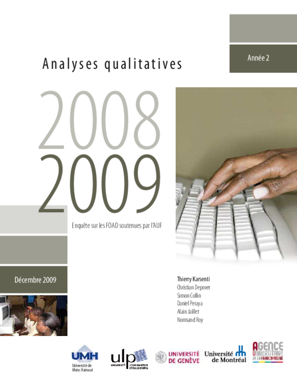 (PDF) Enquête sur les FOAD soutenues par l’AUF, année 2 (2008-2009 ...
