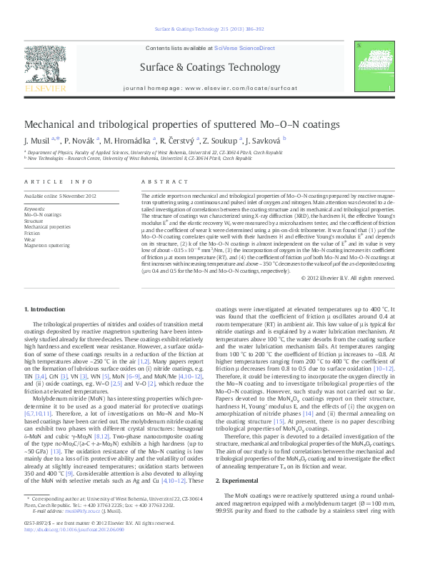 (PDF) Mechanical and tribological properties of sputter deposited nanostructured Cr–WS2 solid ...