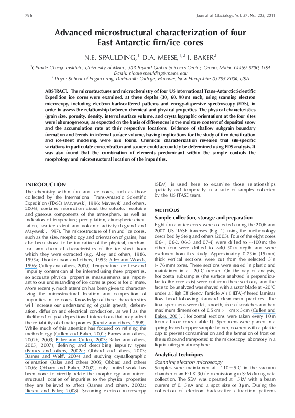 (PDF) Advanced microstructural characterization of four East Antarctic firn/ice cores