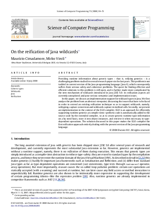 (PDF) On the reification of Java wildcards