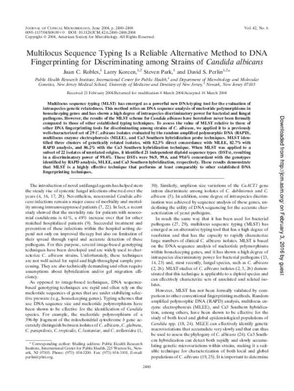 (PDF) Multilocus Sequence Typing Is a Reliable Alternative Method to DNA Fingerprinting for ...