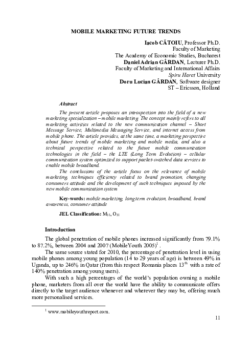 (PDF) Mobile Marketing Future Trends