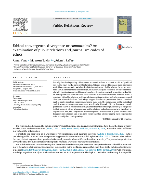(PDF) Ethical convergence, divergence or communitas? Anexamination of ...