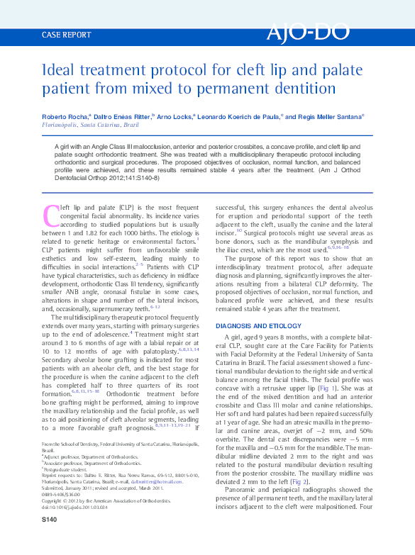 (PDF) Ideal treatment protocol for cleft lip and palate patient from mixed to permanent dentition