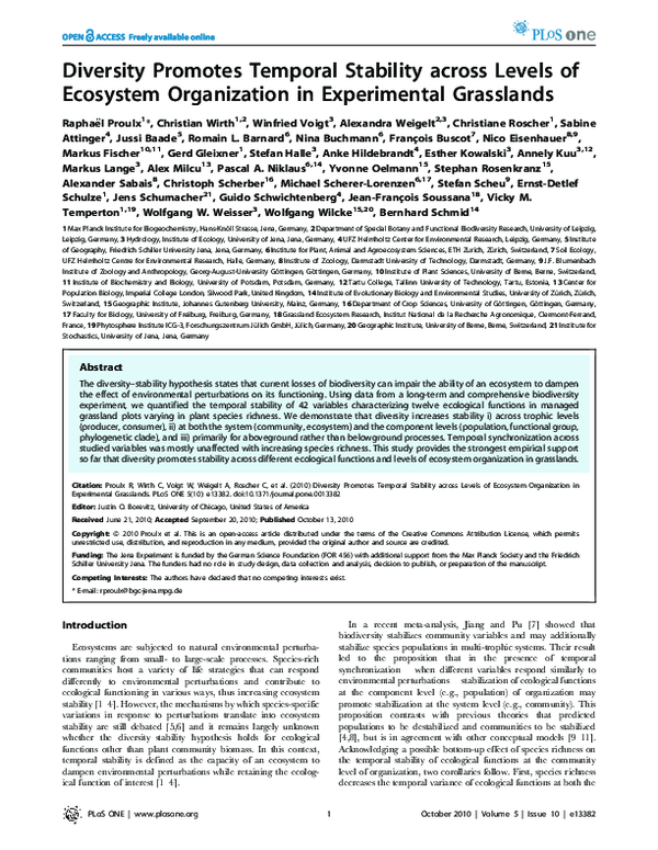 (PDF) Diversity Promotes Temporal Stability across Levels of Ecosystem ...