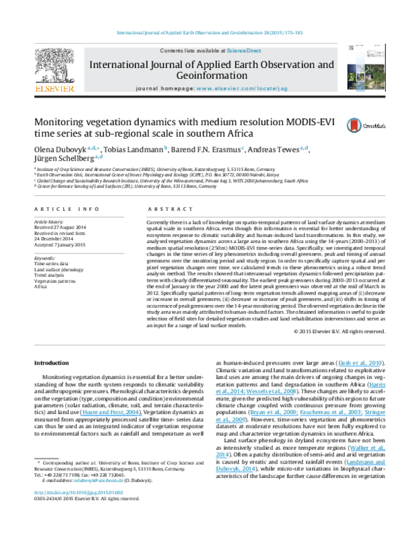 (PDF) Monitoring vegetation dynamics with medium resolution MODIS-EVI ...