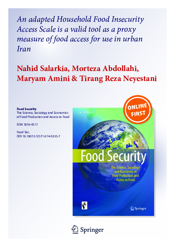 (PDF) An adapted Household Food Insecurity Access Scale is a valid tool ...