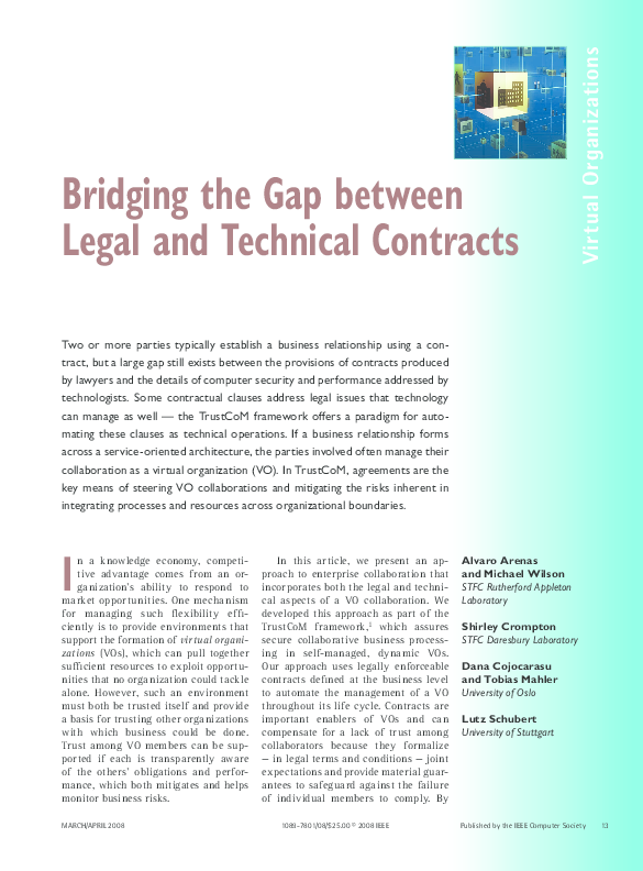 (PDF) Bridging the Gap between Legal and Technical Contracts