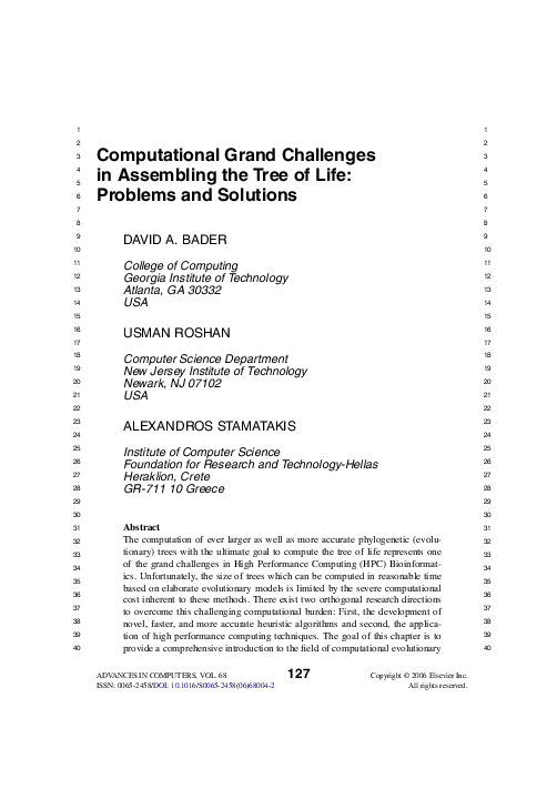 (PDF) Computational grand challenges in assembling the tree of life: Problems and solutions ...