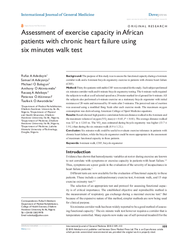(PDF) Assessment of exercise capacity in African patients with chronic ...