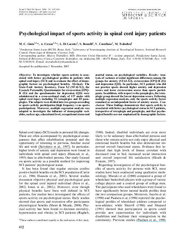 (PDF) Psychological impact of sports activity in spinal cord injury ...