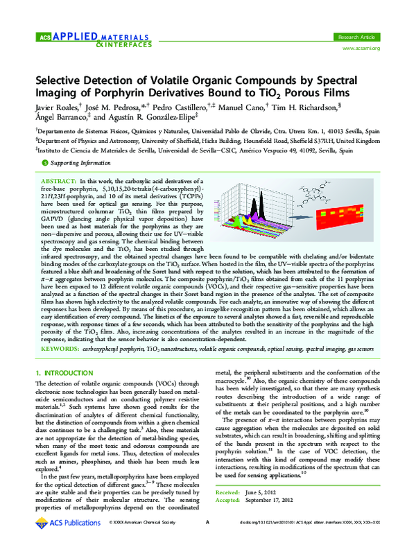 (PDF) Selective Detection of Volatile Organic Compounds by Spectral Imaging of Porphyrin ...