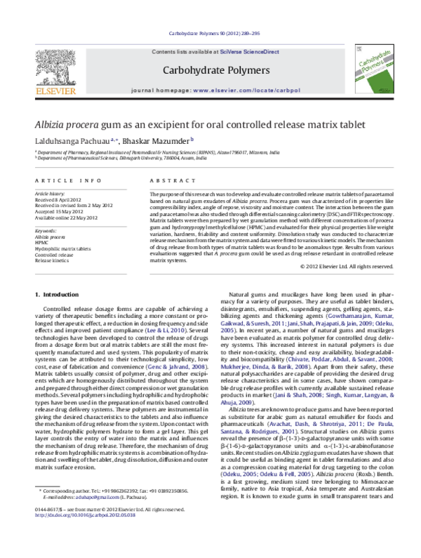 (PDF) Albizia procera gum as an excipient for oral controlled release ...