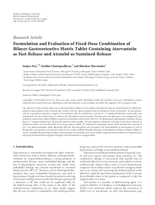 Pdf Formulation And Evaluation Of Fixed Dose Combination Of Bilayer Gastroretentive Matrix