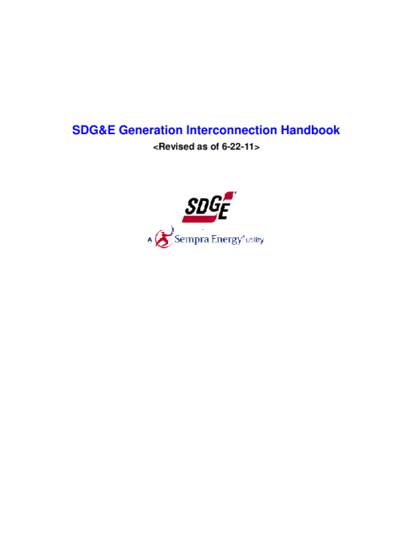 (PDF) SDG&E Generation Interconnection Handbook