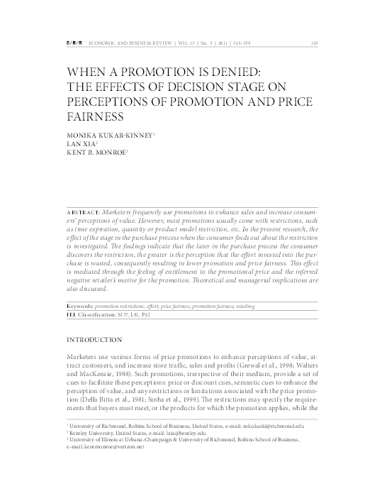 (PDF) When a promotion is denied: the effects of decision stage on ...
