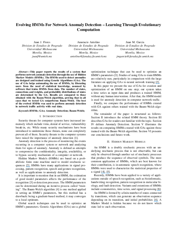 (PDF) Evolving HMMs for Network Anomaly Detection