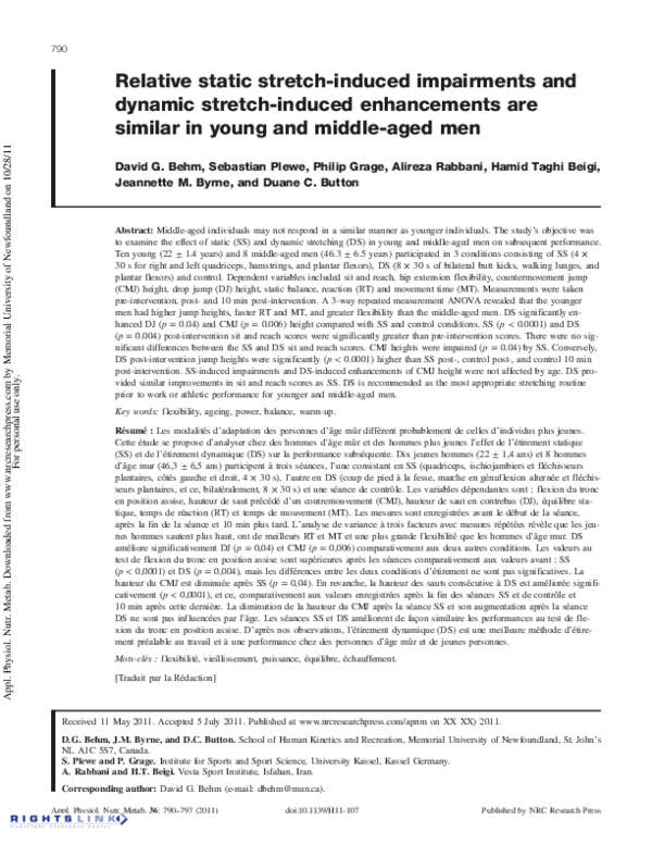 (PDF) Relative static stretch-induced impairments and dynamic stretch ...