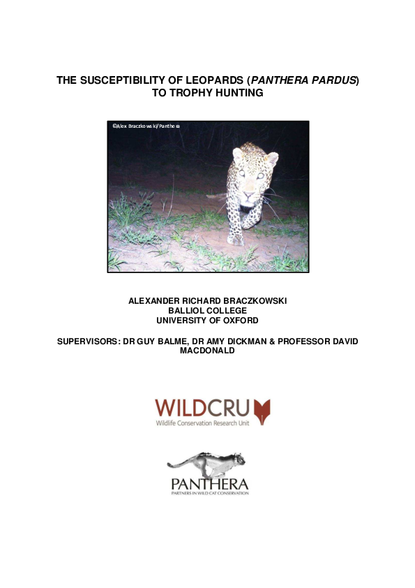 (PDF) The susceptibility of leopards (Panthera pardus) to trophy hunting