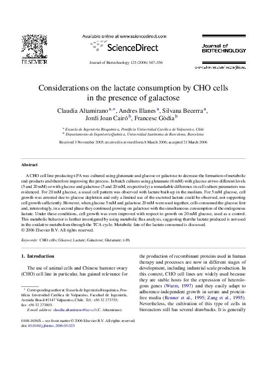 (PDF) Considerations on the lactate consumption by CHO cells in the ...