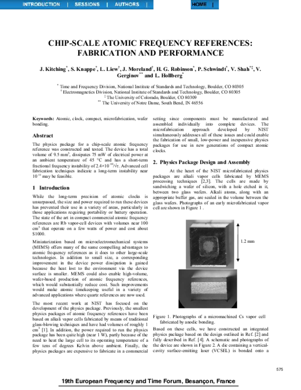 (PDF) Chip-scale atomic frequency references: fabrication and performance