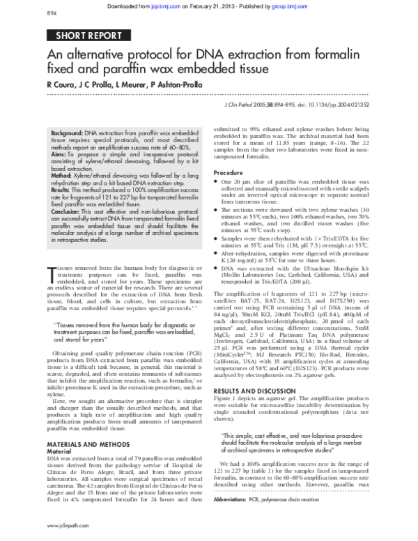 formalin fixed tissue storage