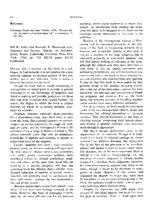 (PDF) Judgment and Decision Making: An Interdisciplinary Reader: Terry ...