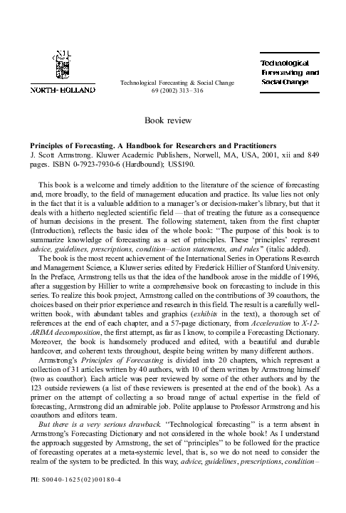 (PDF) Principles of Forecasting: A Handbook for Researchers and ...