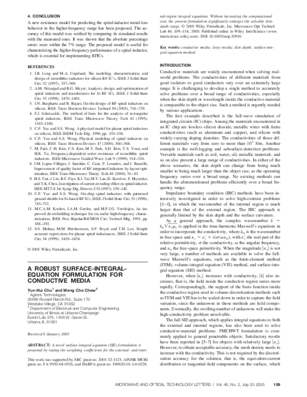 (PDF) A robust surface integral equation formulation for conductive media