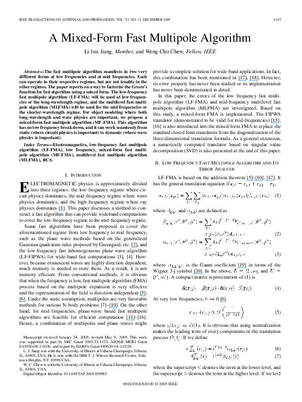 (PDF) A mixed-form fast multipole algorithm