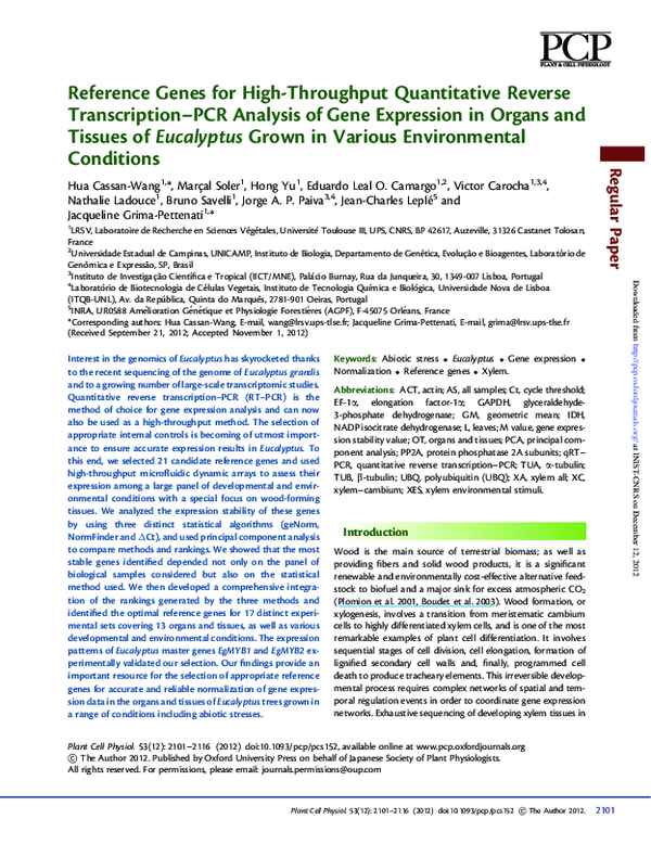 (PDF) Reference genes for high-throughput quantitative reverse transcription-PCR analysis of ...