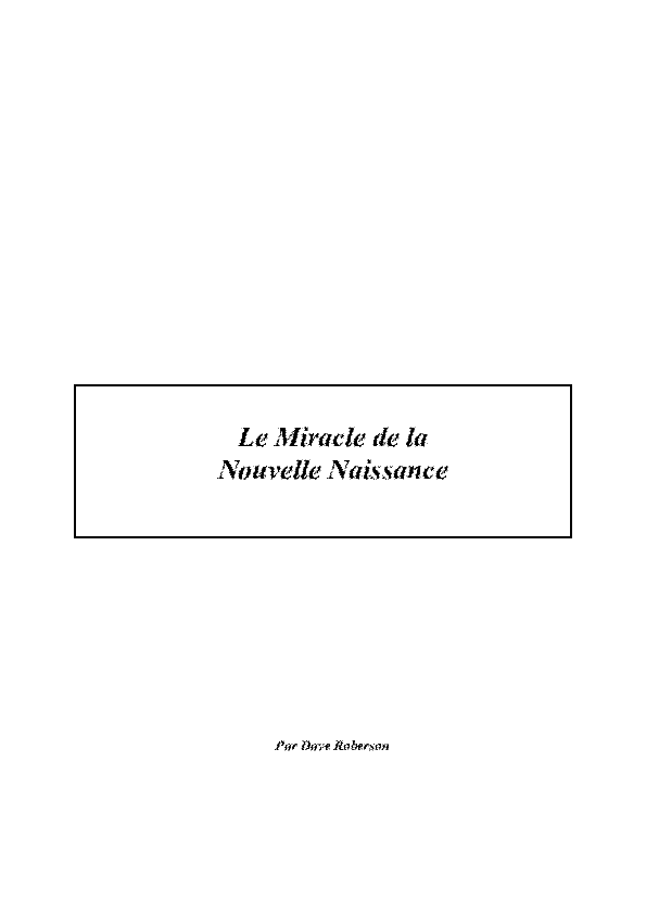Pdf Le Miracle De La Nouvelle Naissance