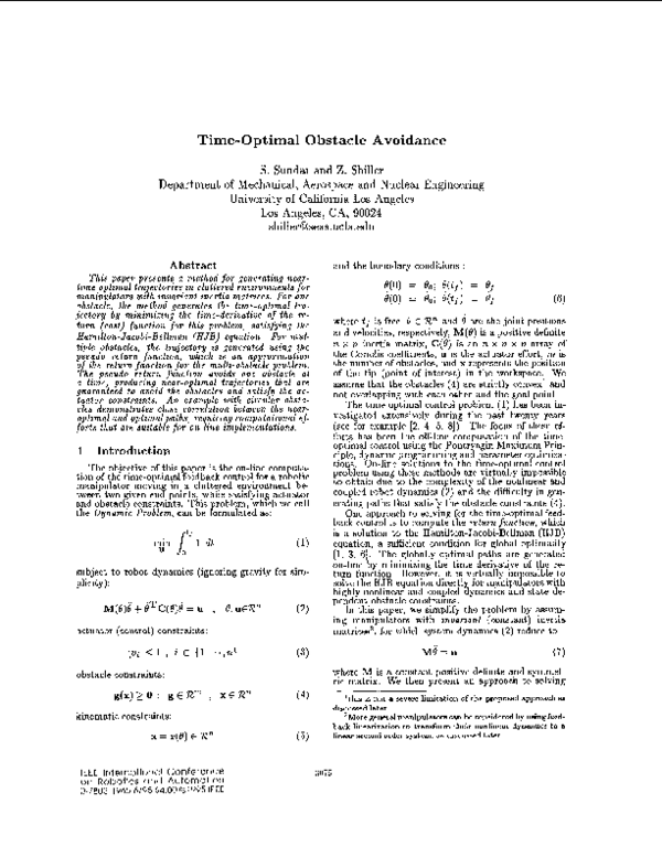 (PDF) Time-optimal obstacle avoidance