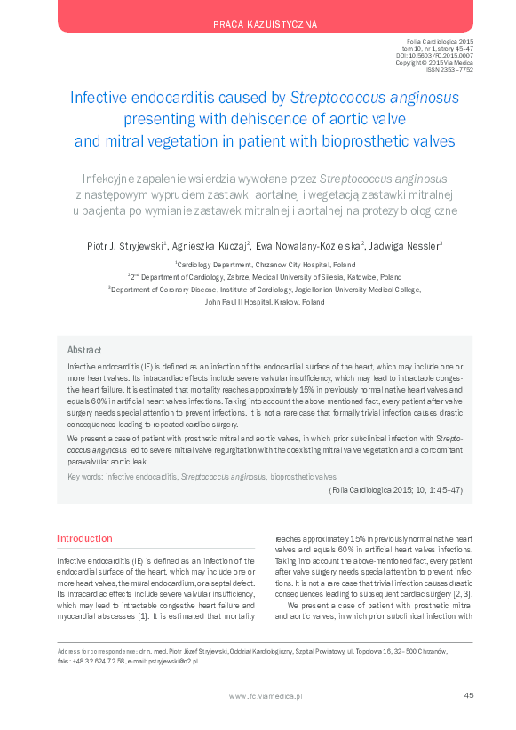 (PDF) Infective Endocarditis Caused by Streptococcus agalactiae in a ...
