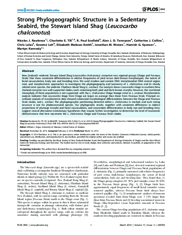 (PDF) Strong Phylogeographic Structure in a Sedentary Seabird, the ...