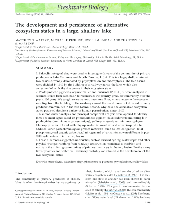 (PDF) The development and persistence of alternative ecosystem states ...