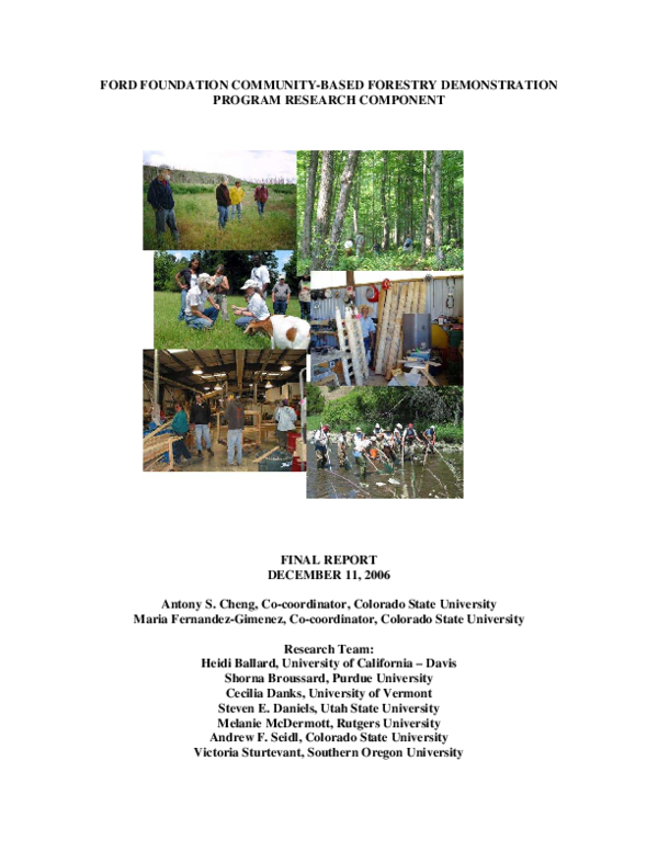 (PDF) FORD FOUNDATION COMMUNITY-BASED FORESTRY DEMONSTRATION PROGRAM ...