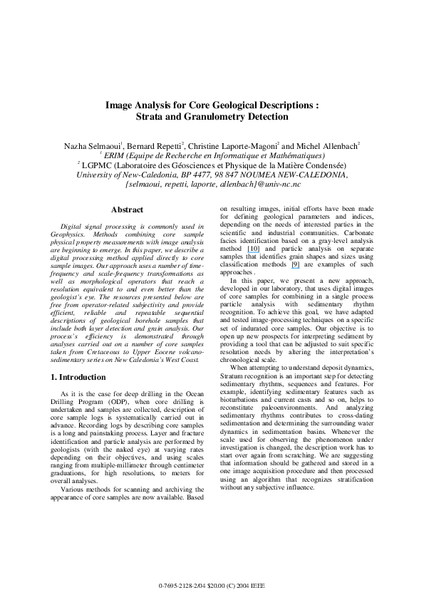 (PDF) Image analysis for core geological descriptions: strata and ...