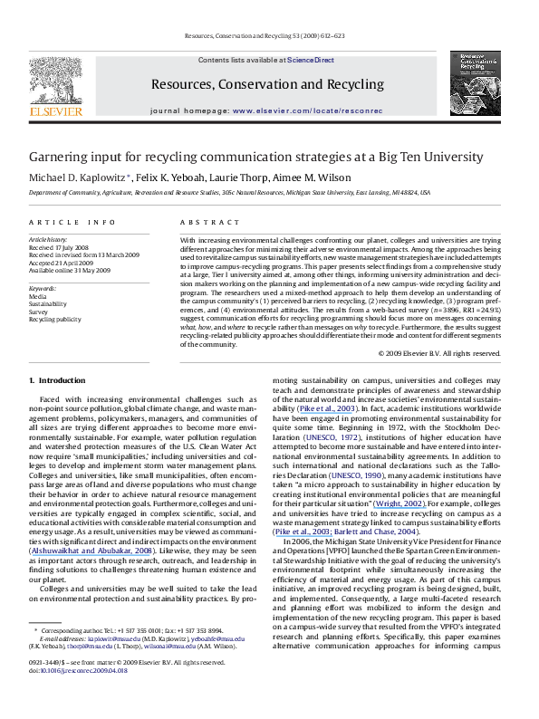 (PDF) Garnering input for recycling communication strategies at a Big ...